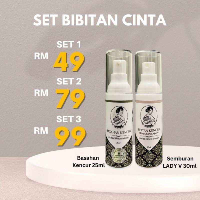 SET BIBITAN CINTA - Basahan Kencur 25ml & Semburan Lady V 30ml | Shopee ...