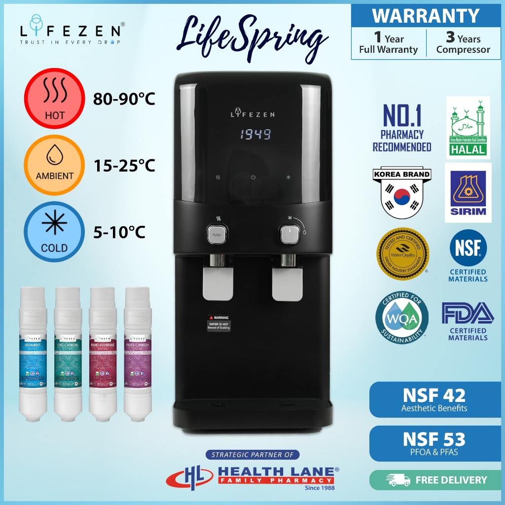 LIFEZEN LIFESPRING Water Dispenser Penapis Air 3 Suhu Hot Ambient Cold ...
