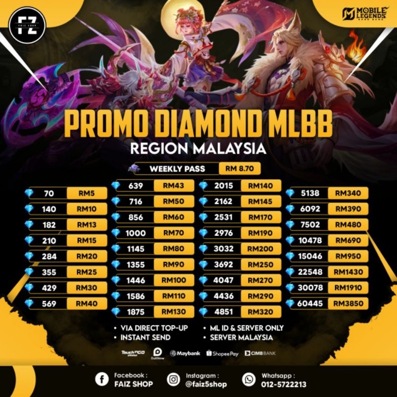 Joki | MLBB Rank Boost | DM | Murah | PC Game | Shopee Malaysia