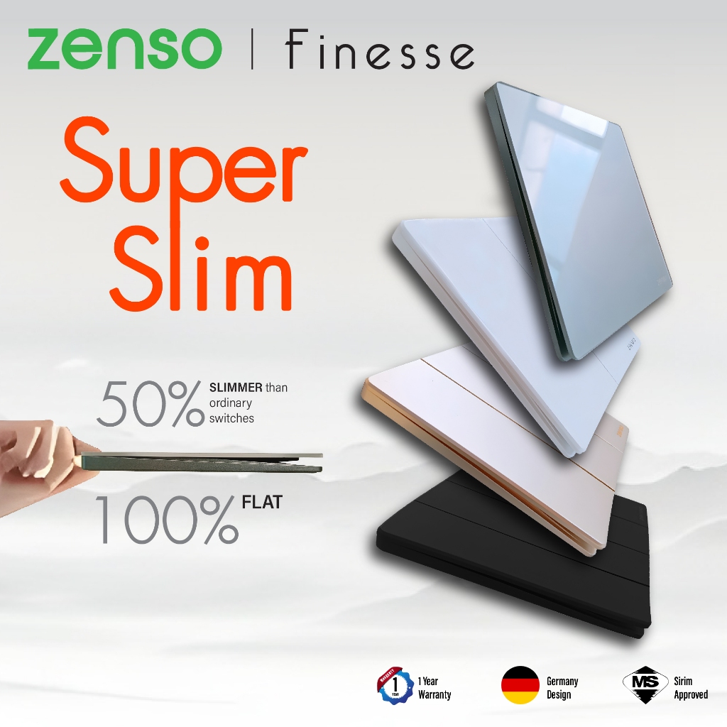 [SIRIM]ZENSO Finesse Black White Champagne Crystal Grey 16A 4gang 1 way ...
