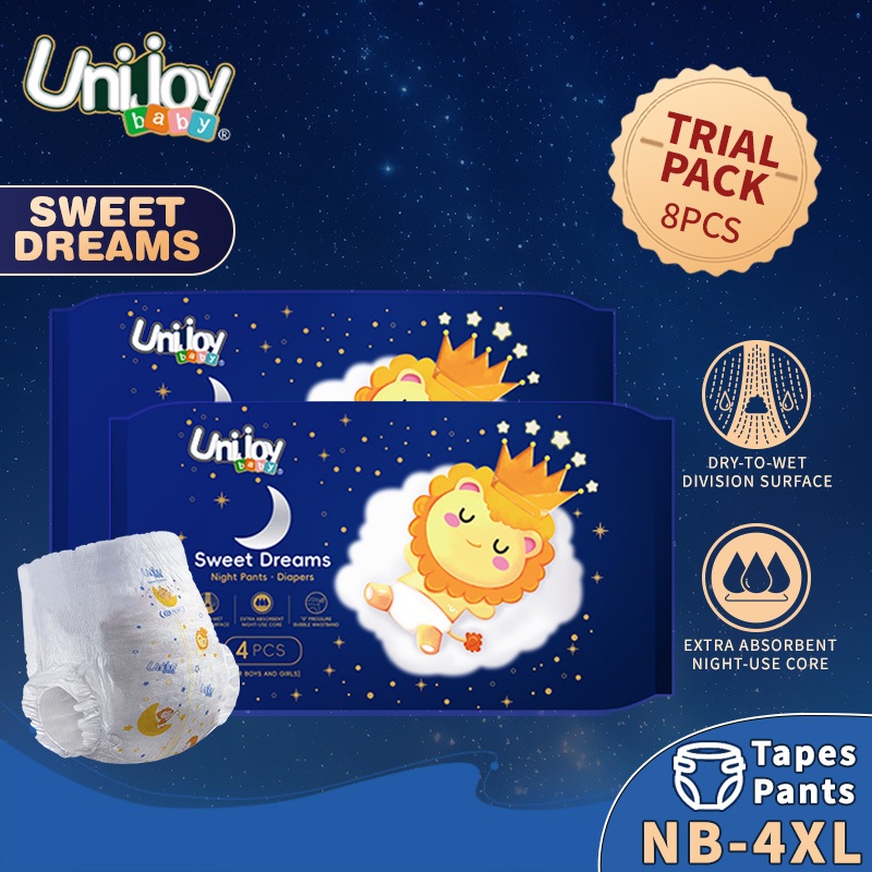 【TRIAL PACK】Unijoy Baby Diapers Super Absorbent Ultra Soft Night Use ...