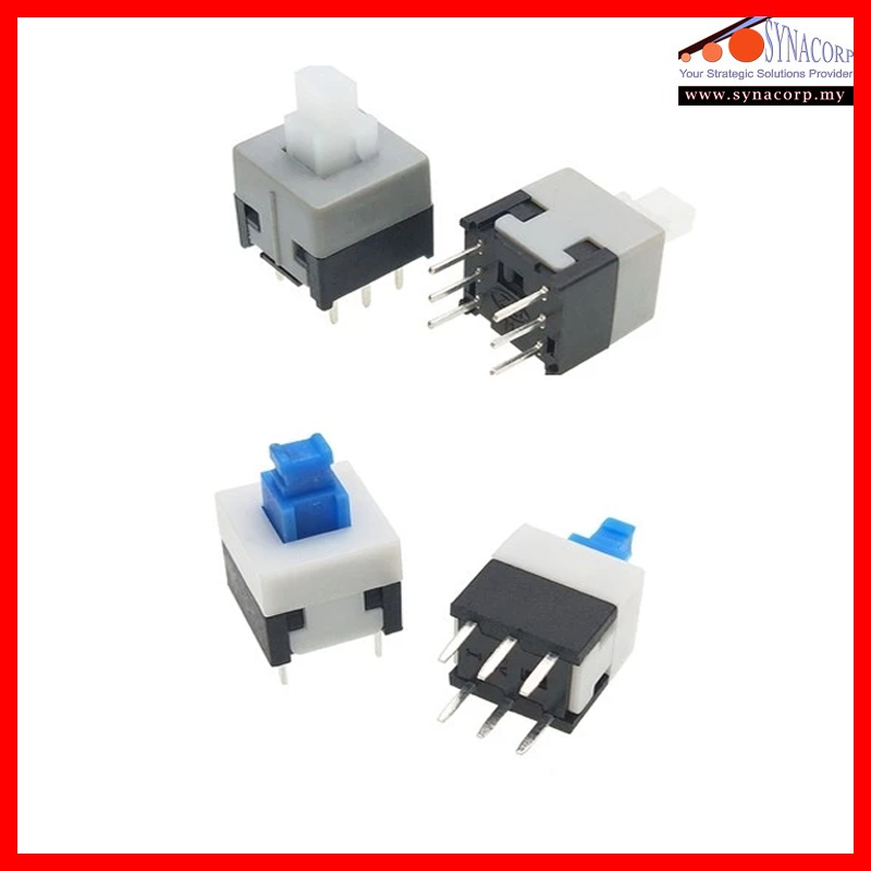 [2 PCS] Tactile Self Locking Push Button Double Row 6pin Tact Switch ...