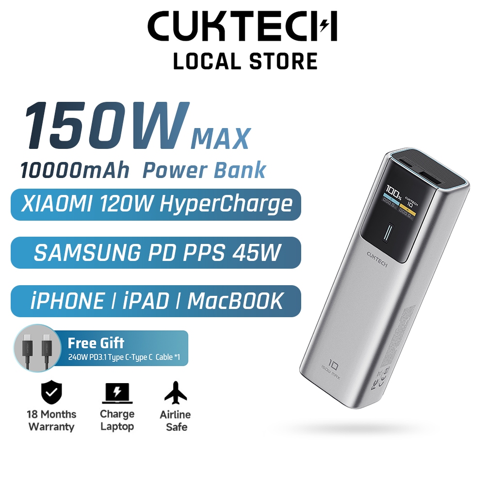 CUKTECH No.10 Power Bank PB100P 10000mAh 150W MAX Support Xiaomi 120W Samsung 45W Laptop iPhone ...