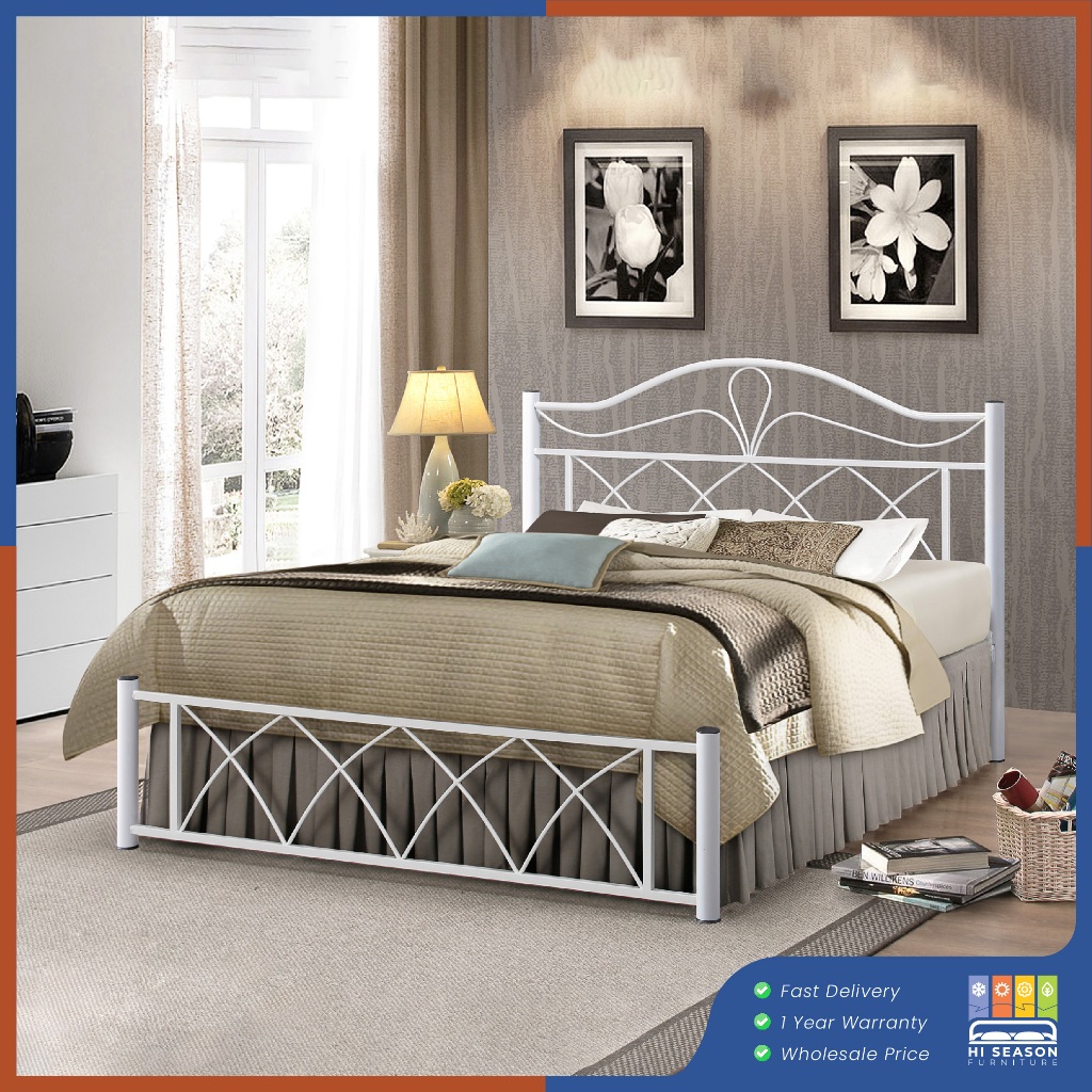 HI SEASON Metal Queen Bed Frame/Queen Bed Katil Besi/Heavy Duty Sturdy ...