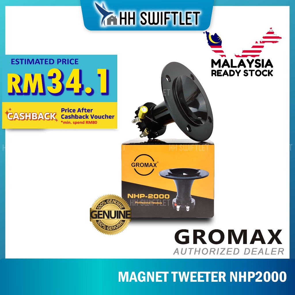 Gromax NHP2000 Waterproof Magnet Swiftlet Tweeter with Capacitor ...