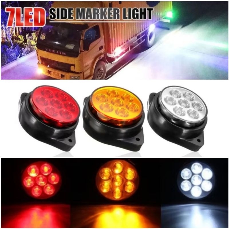 1pcs 7 LED 24V Truck Trailer Side Marker Light Indicator Clearance ...