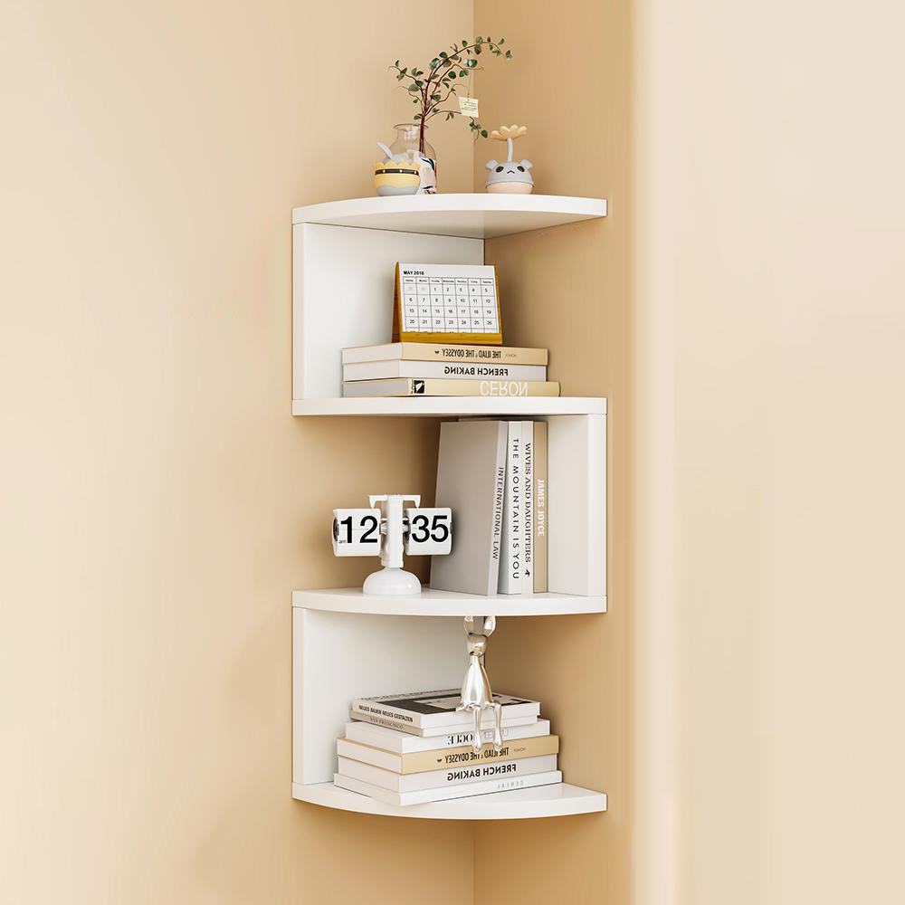 Corner Shelves 4-Tier Multifunctional Story Shelf Corner Floating Wall ...