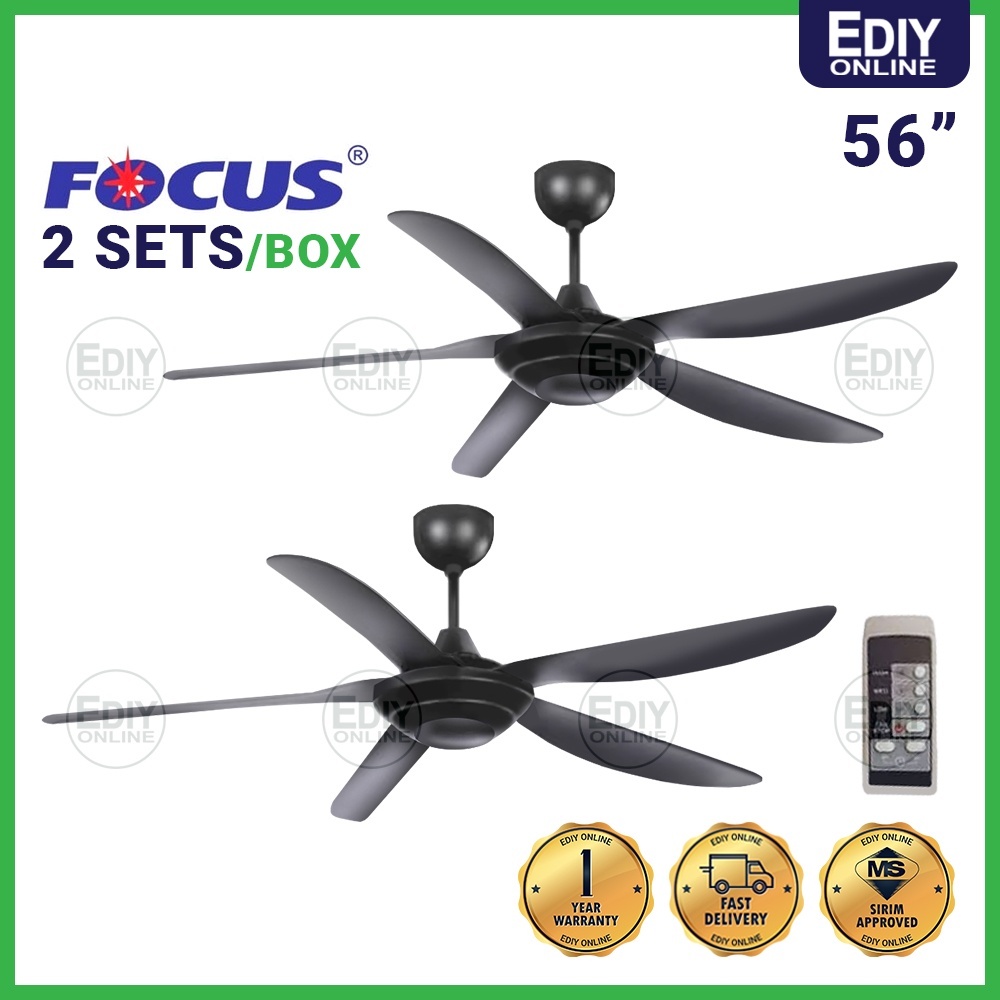 【NEW】FOCUS CEILING FAN (1 BOX/ 2 UNITS) 5 BLADE 56 INCH FC-5116 REMOTE ...