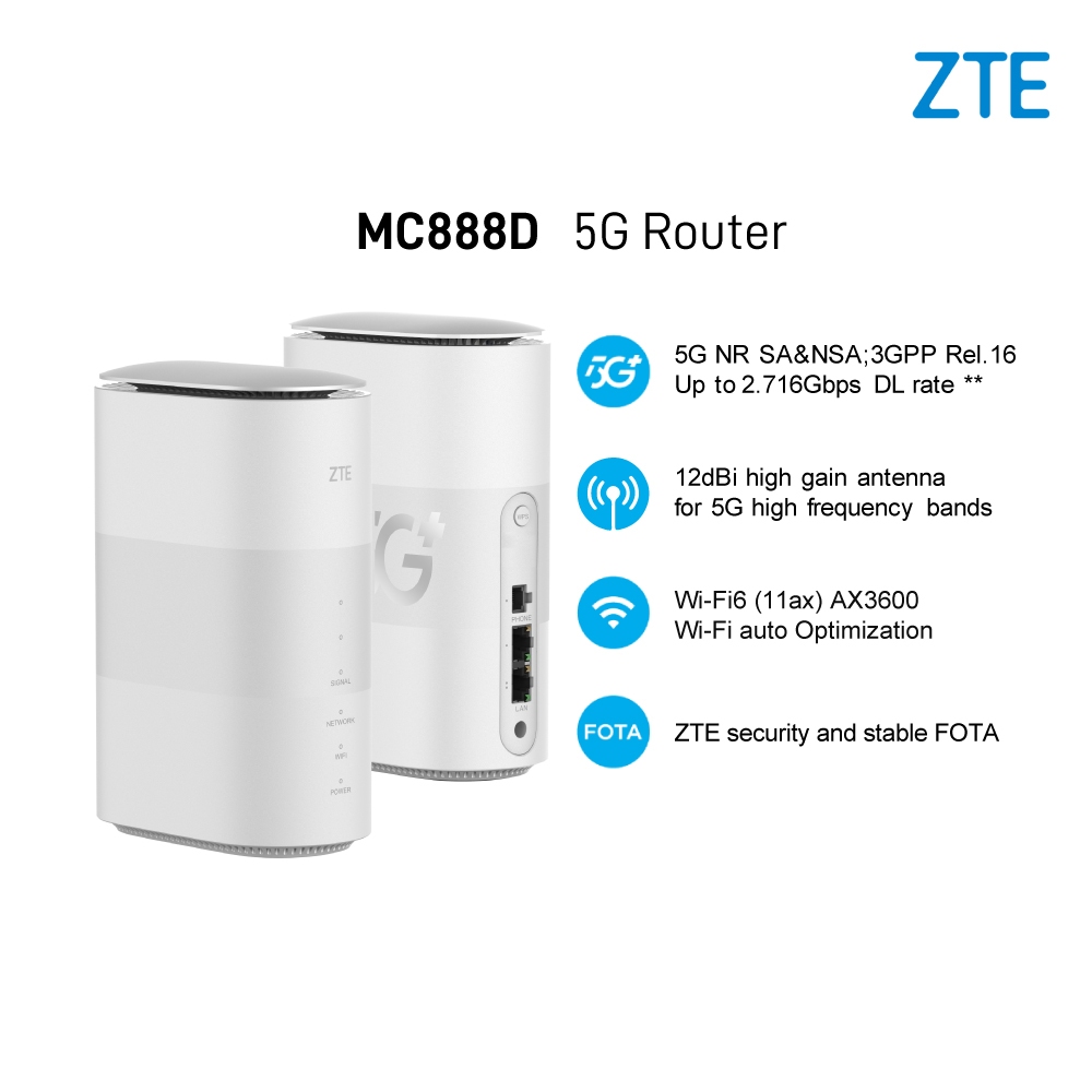 ZTE 5G Router MC888D | WiFi 6 | SA/NSA Dual Mode | 5G CPE | Up to 3.6Gbps 🚀 | Shopee Malaysia