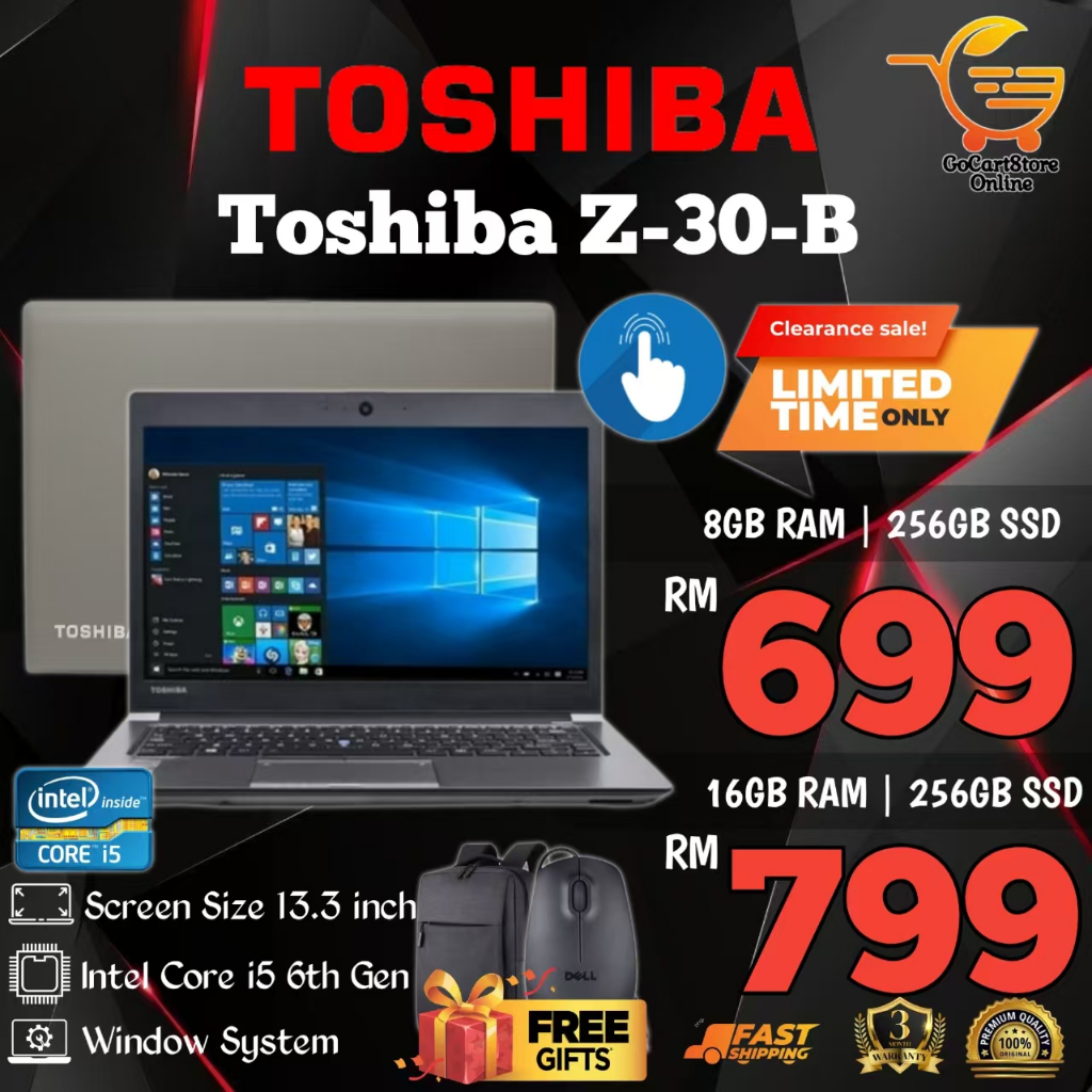 TOSHIBA Z30-B Intel Core i5 6TH GEN / 8gb ram / 256gb ssd | Shopee Malaysia