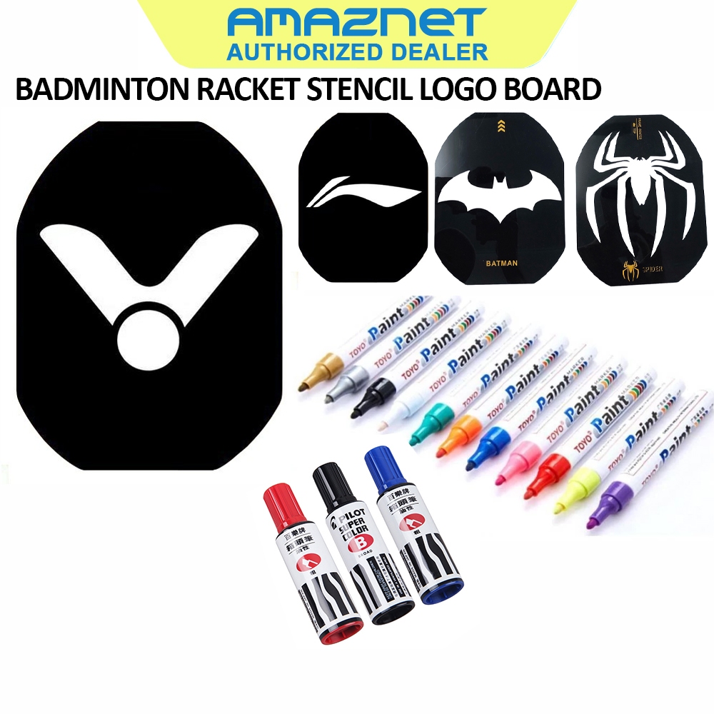 [Badminton Stencil Bundle] Badminton Bat Logo Racket String Stencil Card + 1pc Marker ( TOYO ...