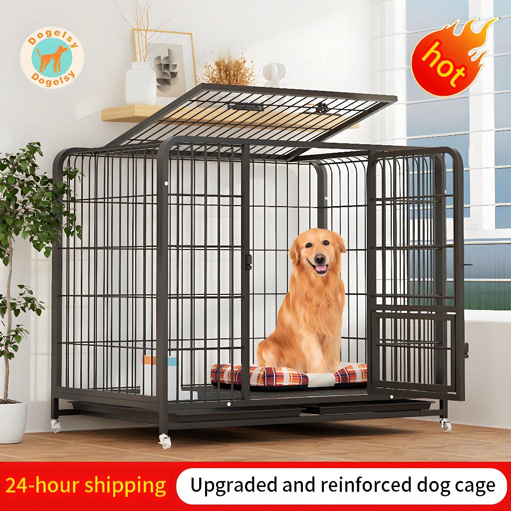 Dogelsy Ready Stock Dog Cage Large Dog House Pet Cage Bold Metal with 4 ...