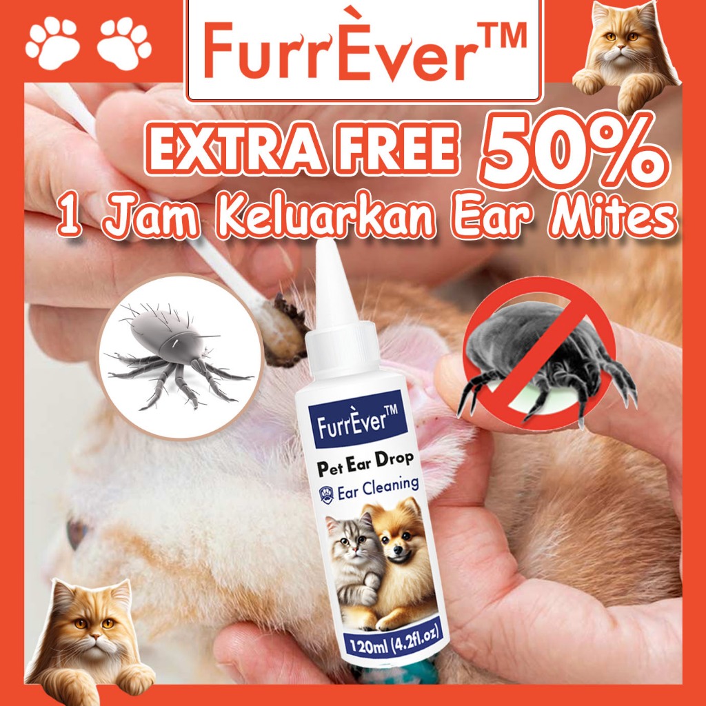 FURREVER Cat Ear Cleaner Mites Treatment Earmite Ear Drops Pet Cleaner ...
