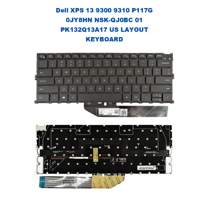 Dell XPS 13 9300 9310 P117G 0JY8HN NSK-QJ0BC 01 PK132Q13A17 US LAYOUT ...