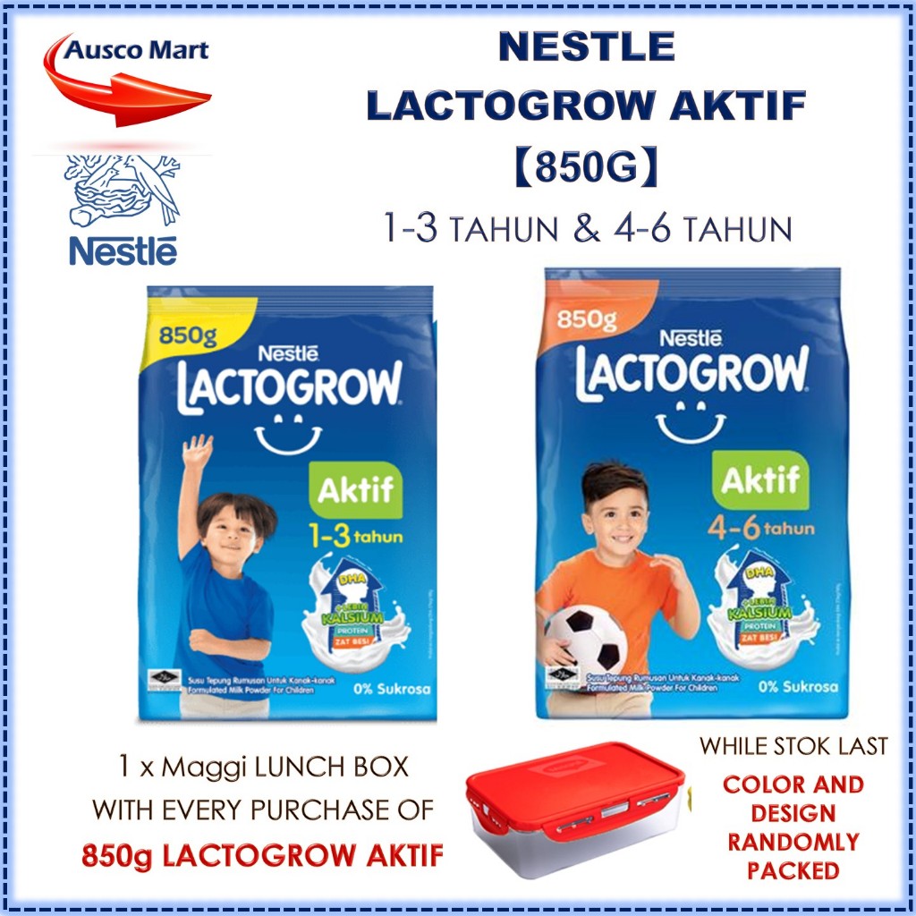 NESTLE LACTOGROW AKTIF 850G 【1-3 YRS & 4-6YRS】【PROMOTION FREE MAGGI ...