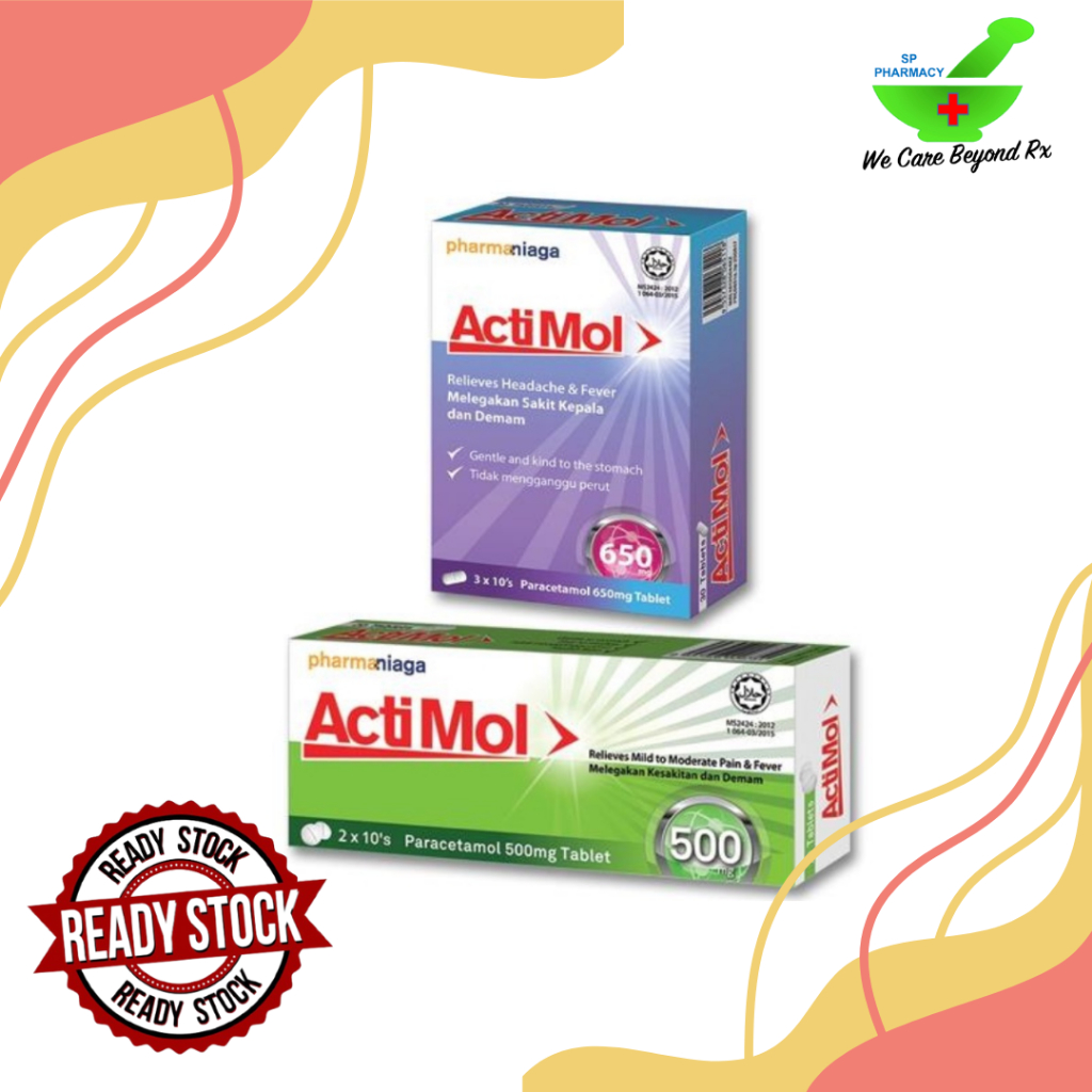 ACTIMOL PARACETAMOL 500MG(EXP JAN 2026)/650MG(EXP DEC 2025) 10'S X10 STRIPS/BOX | Shopee Malaysia