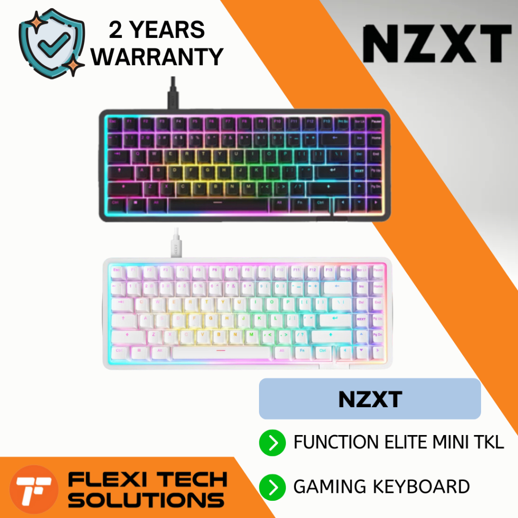 FLEXI TECH NZXT Function Elite MiniTKL Gaming Keyboard - Black & White ...