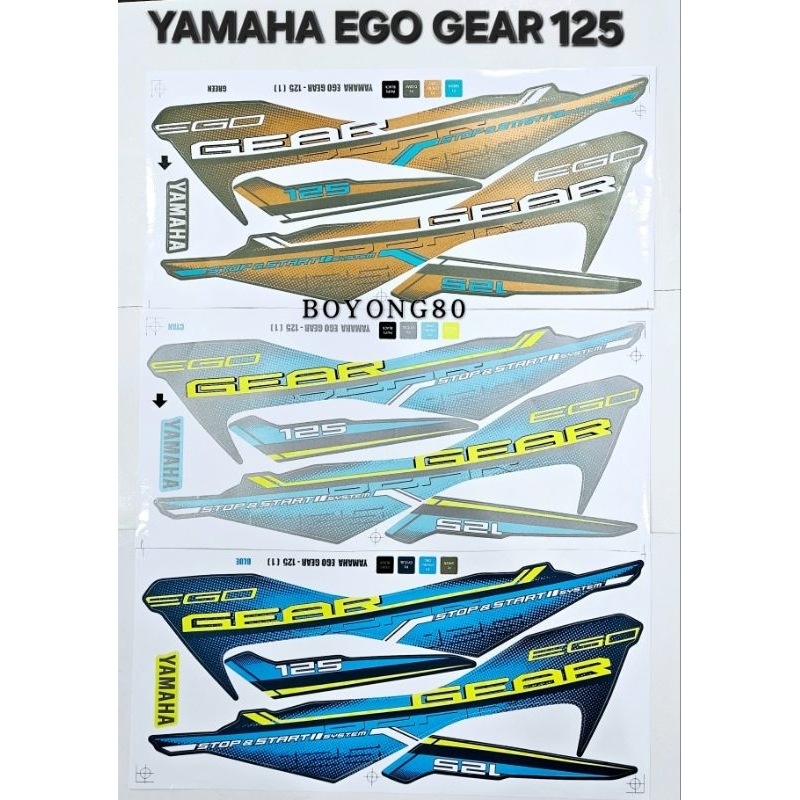 YAMAHA EGO GEAR 125 ( 1 ) BODY STICKER BLUE / CYQN / GREEN ( READY ...