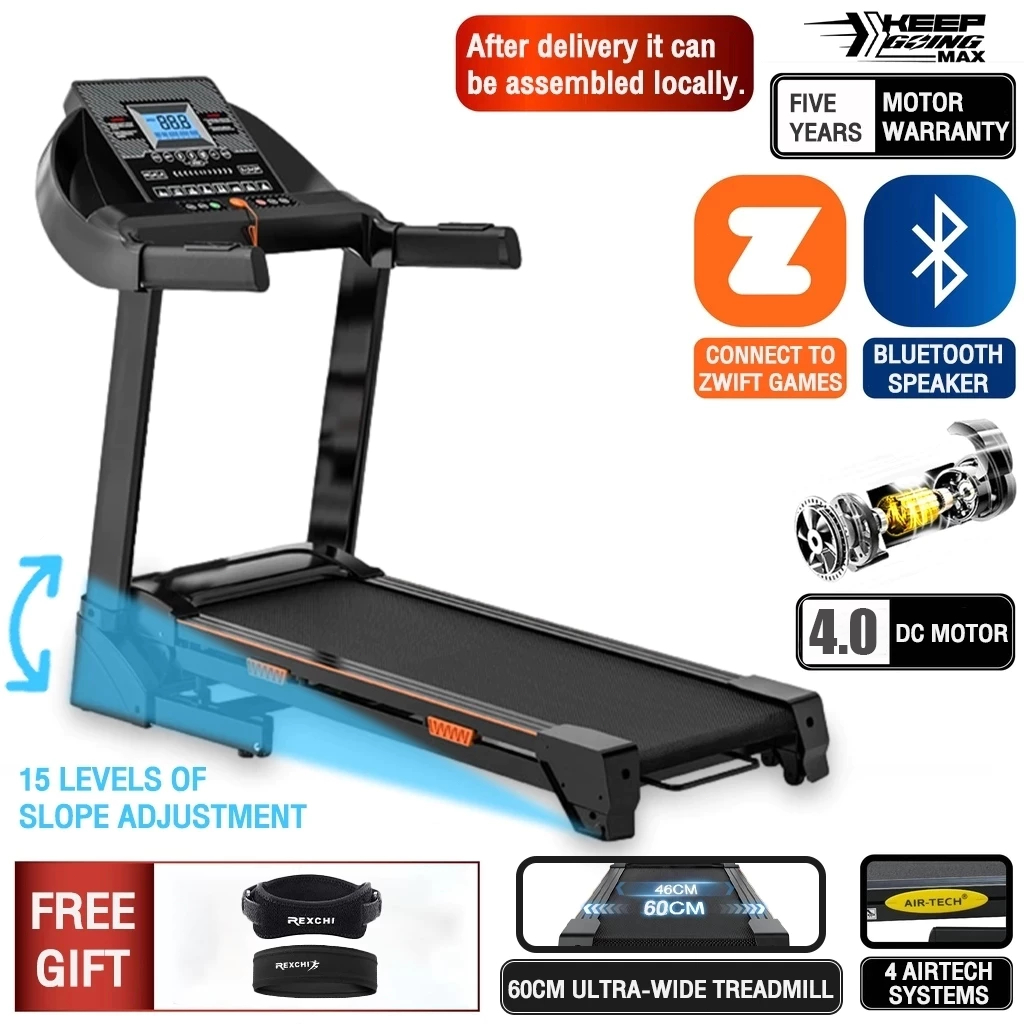Auto Incline Treadmill Running Machine 15Lv Incline 4.0HP 450mm Large ...