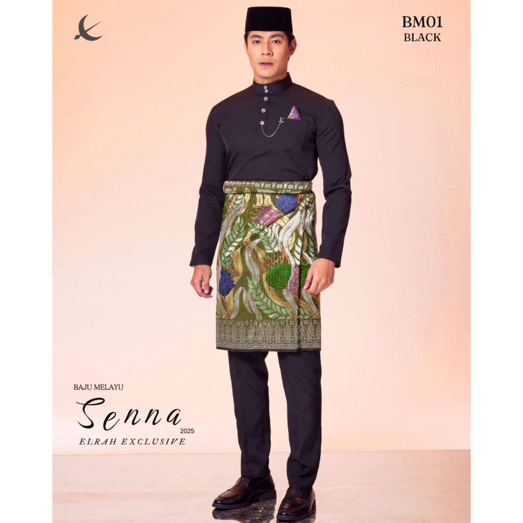 Baju Melayu Senna Elrah Exclusive Baju Raya Black Navy Blue Baby Blue ...