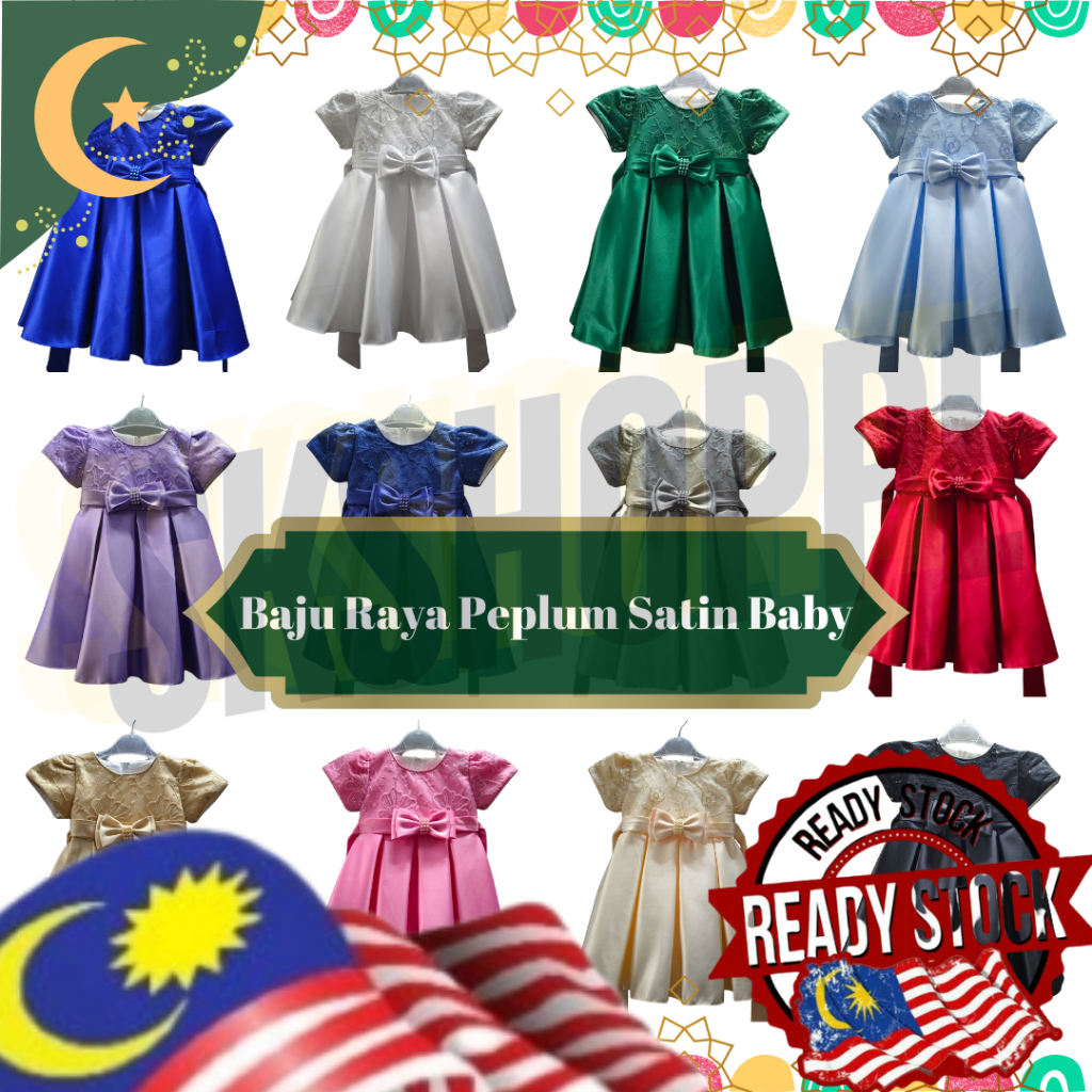 [MY Ready Stock] Baju Raya Baby Girl Dress Gaun Budak Baby Girl Newborn ...