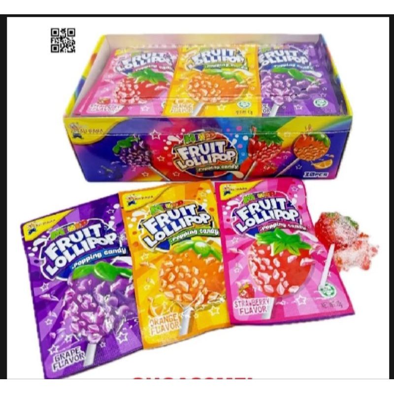 (ALI BABA MIXED FRUIT Lollipop POPPING CANDY 30PCS) [HALAL] | Shopee ...