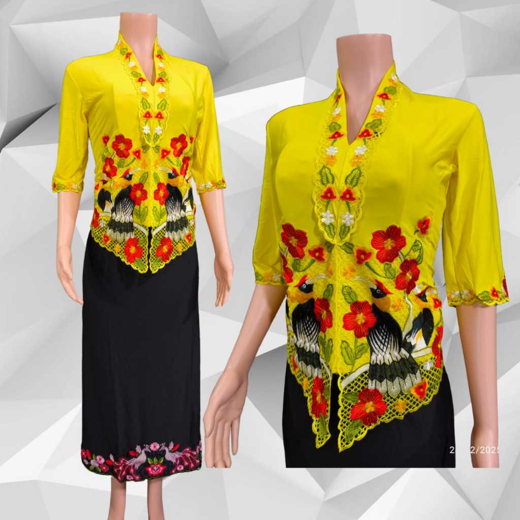 【READY STOCK】Set/Baju Kebaya Jersey Corak Burung Kenyalang 04 (Lengan 3 ...