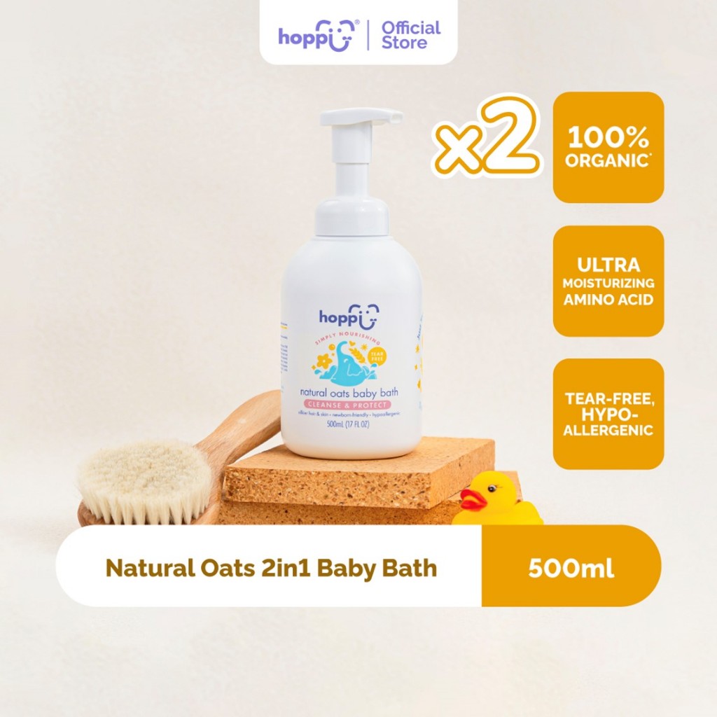 Hoppi 100% Natural Oats Baby Bath (500ml/Bottle x 2) | Shopee Malaysia