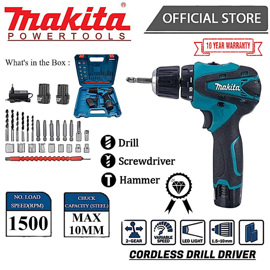 MAKITA Cordless Drill Screwdriver Drill Electric Screwdriver Drill ...