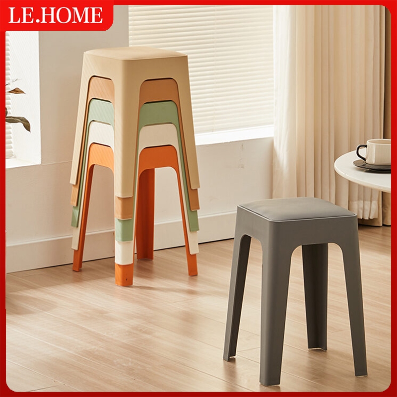 Soft pack square stool thickened plastic stool home stackable modern ...