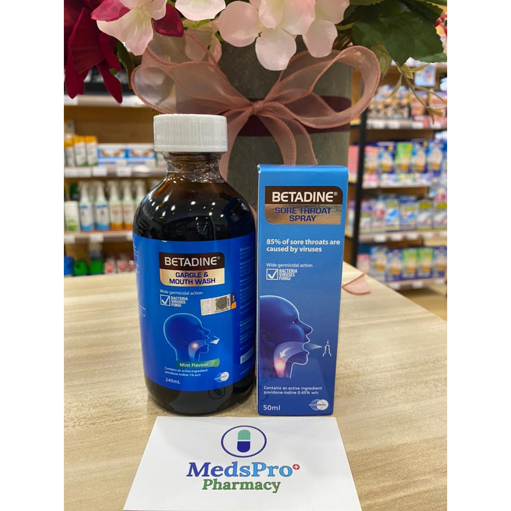 BETADINE Sore Throat Spray 50ml (EXP 06/26) /BETADINE Mouth Wash ...
