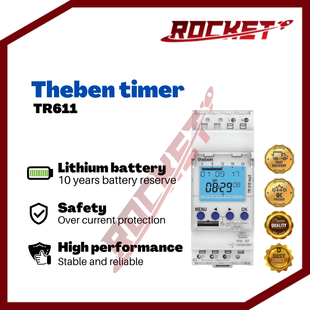 THEBEN TR611 TOP 3 240V DIGITAL TIMER WEEKLY PROGRAMMABLE | Shopee Malaysia