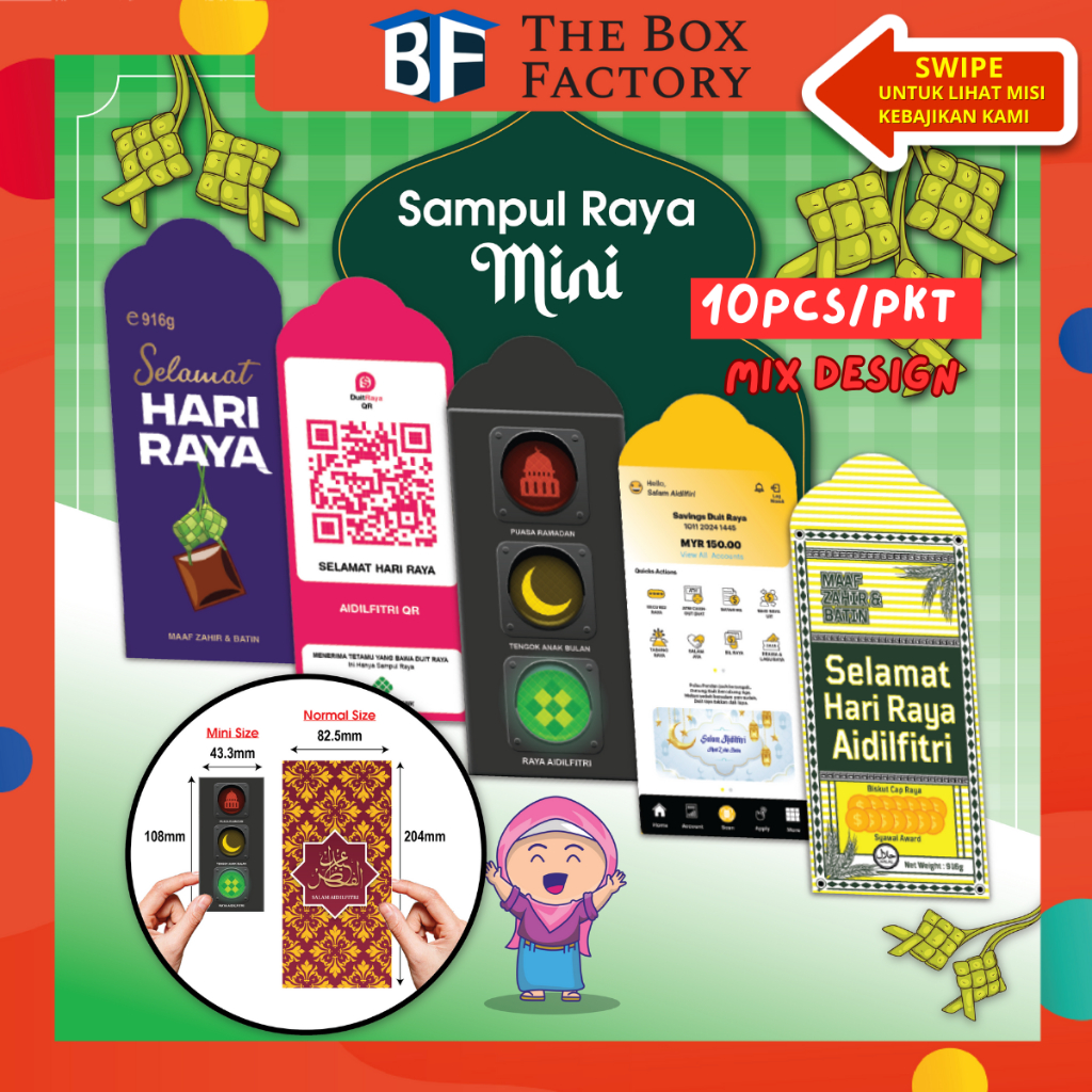 [2025 Design] 10pcs/Pkt Sampul Raya MIni Aidilfitri Kartun Angpau ...