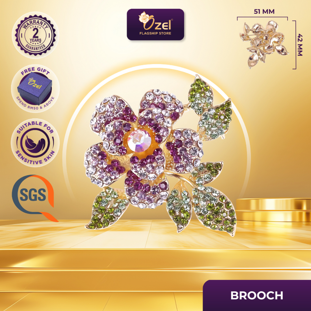 Ozel Flower Brooch B329 Kerongsang Bunga & Pin Tudung, Hijab, Songkok ...