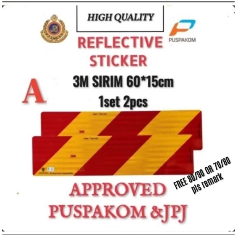 A Sticker 3M DIAMOND GRADE REFLECTIVE LORRY (1set=2pcs)🔥🔥BELI 10set ...