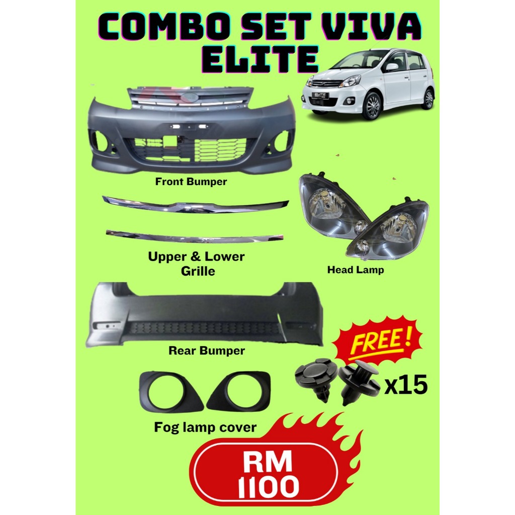 SET BODYKIT PERODUA VIVA ELITE COMBO SET BUMPER DEPAN BELAKANG 100% NEW ...