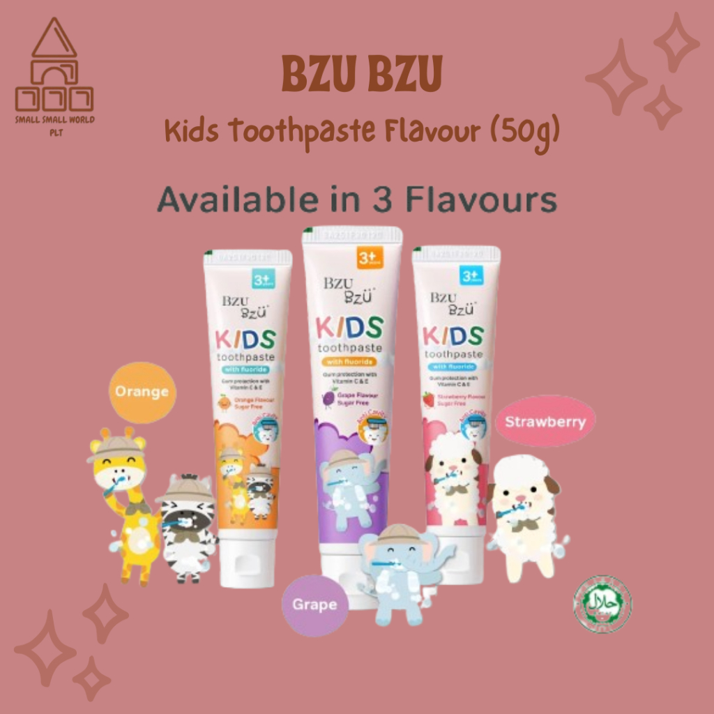 BZU BZU Kids Toothpaste Flavour 50g (Grape/Orange/Strawberry) | Shopee ...