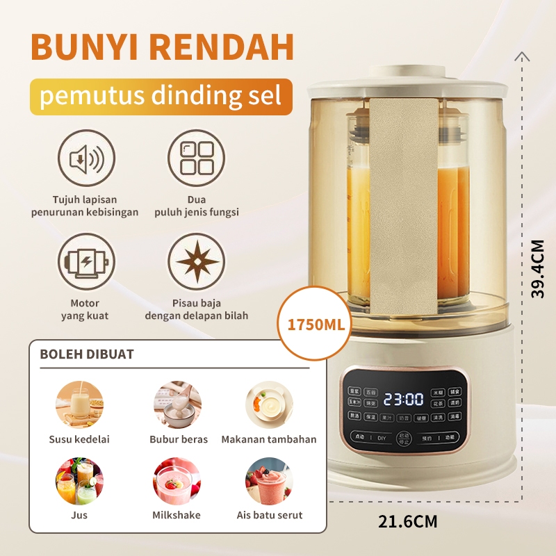 1.75L Silent Blender Heavy Duty Food Processor Blander Ice Blender ...