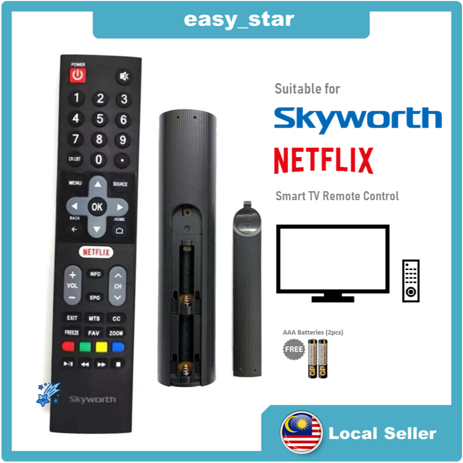 SKYWORTH Netflix Button Smart LED/LCD TV Remote Control | Shopee Malaysia