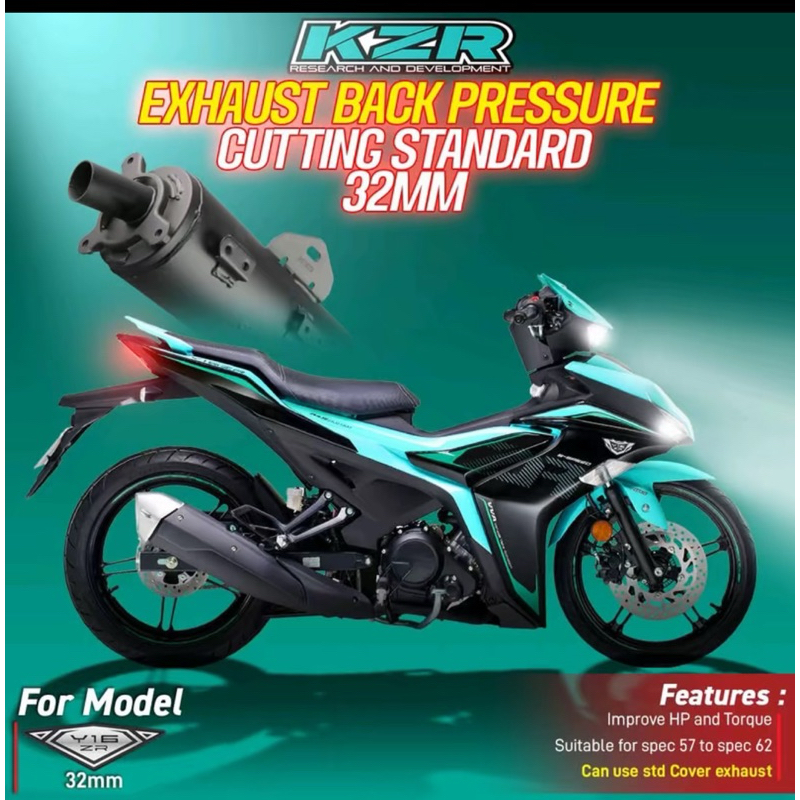 🔥 KZR Racing Cutting STD Pipe Exhaust PCO Y16ZR Back Pressure Y16 ...