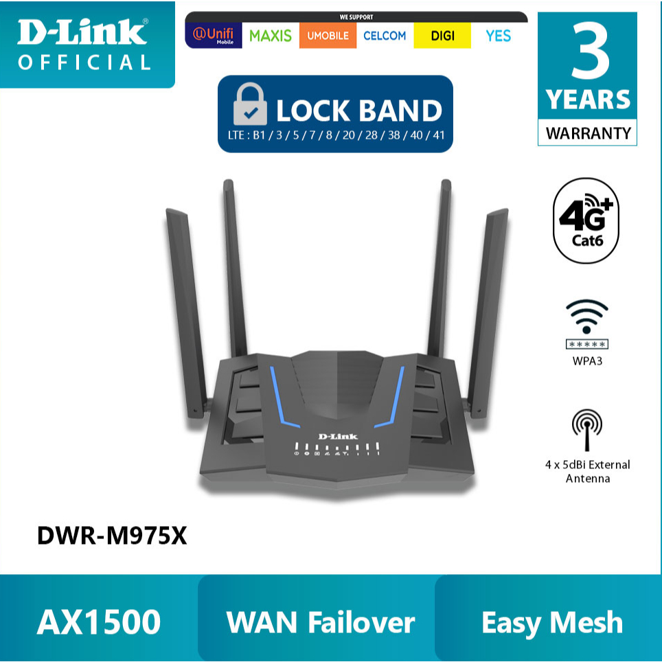 D-Link 4G+ LTE Cat 6 Wi-Fi 6 Gigabit Mobile Router build in VPN Client & Easy Mesh support all ...