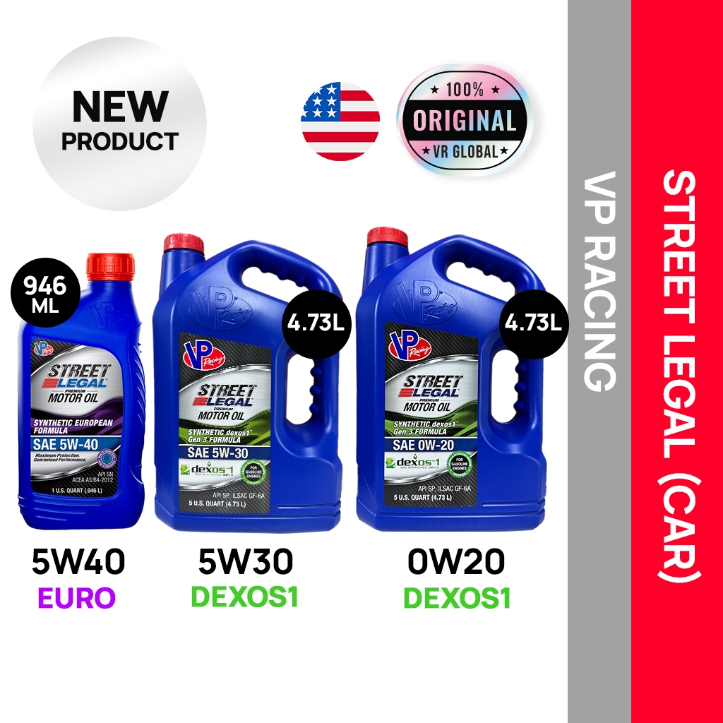 VP RACING STREET LEGAL - DEXOS1 FORMULA 0W20 / 5W30 (5QT / 4.73L ...
