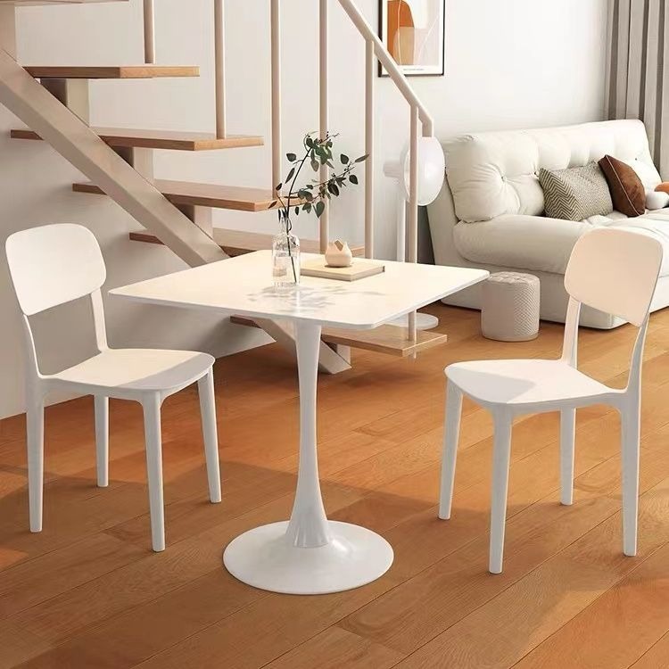 Simple white square dining table small apartment dining table coffee ...