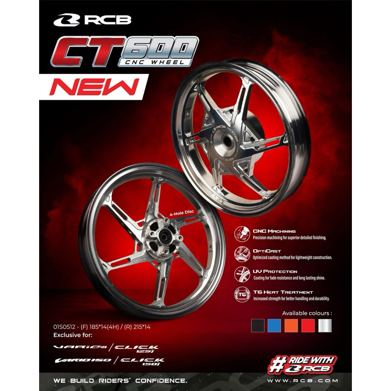 2025 RCB CT600 SPORT RIM CLICK 125 VARIO 150 100% ORIGINAl RCB RACING ...