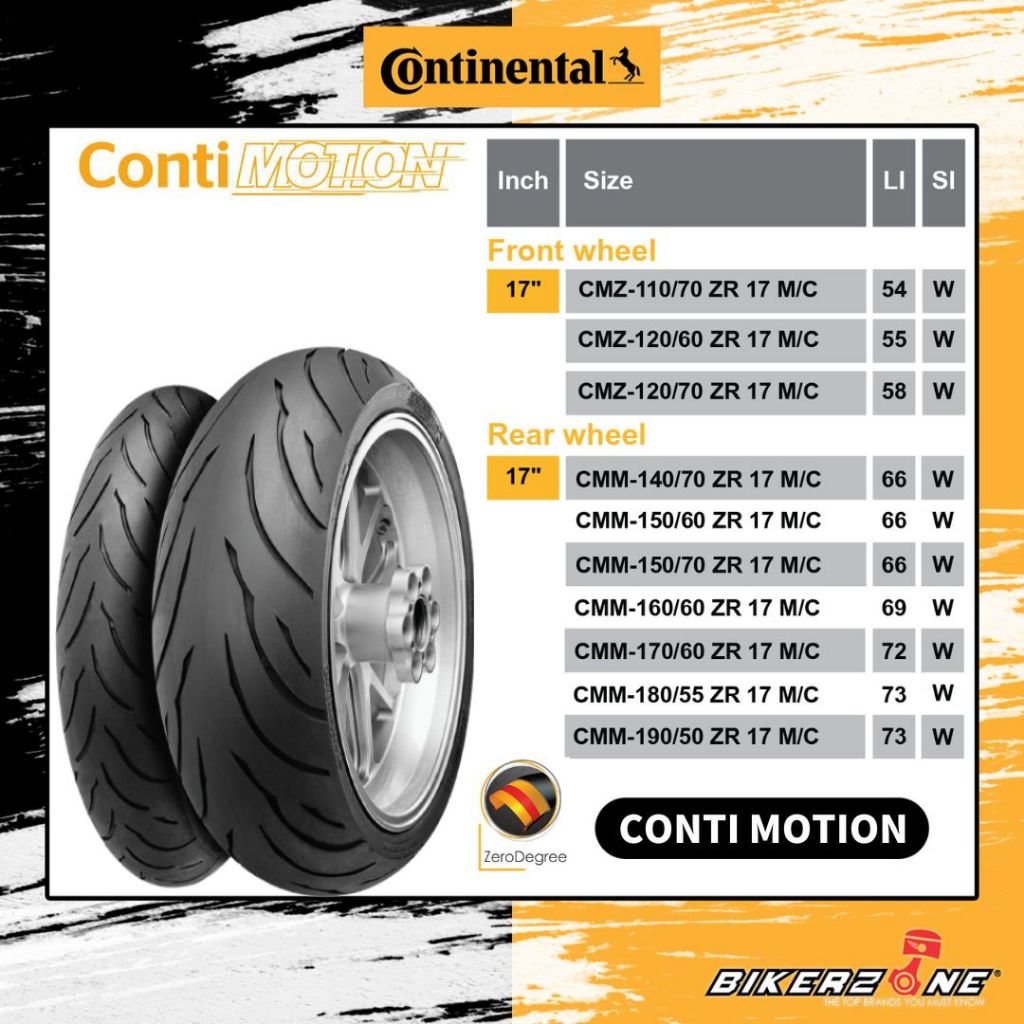 CONTINENTAL Conti Motion Tyre Front and Rear 0 Steel-belt Guarantees ...