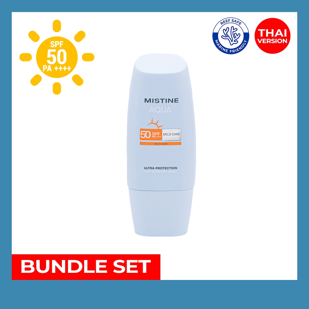 Mistine Aqua Base Ultra Protection Mild Care Facial Sunscreen Cream SPF50 PA++++ 40ml / bundle ...