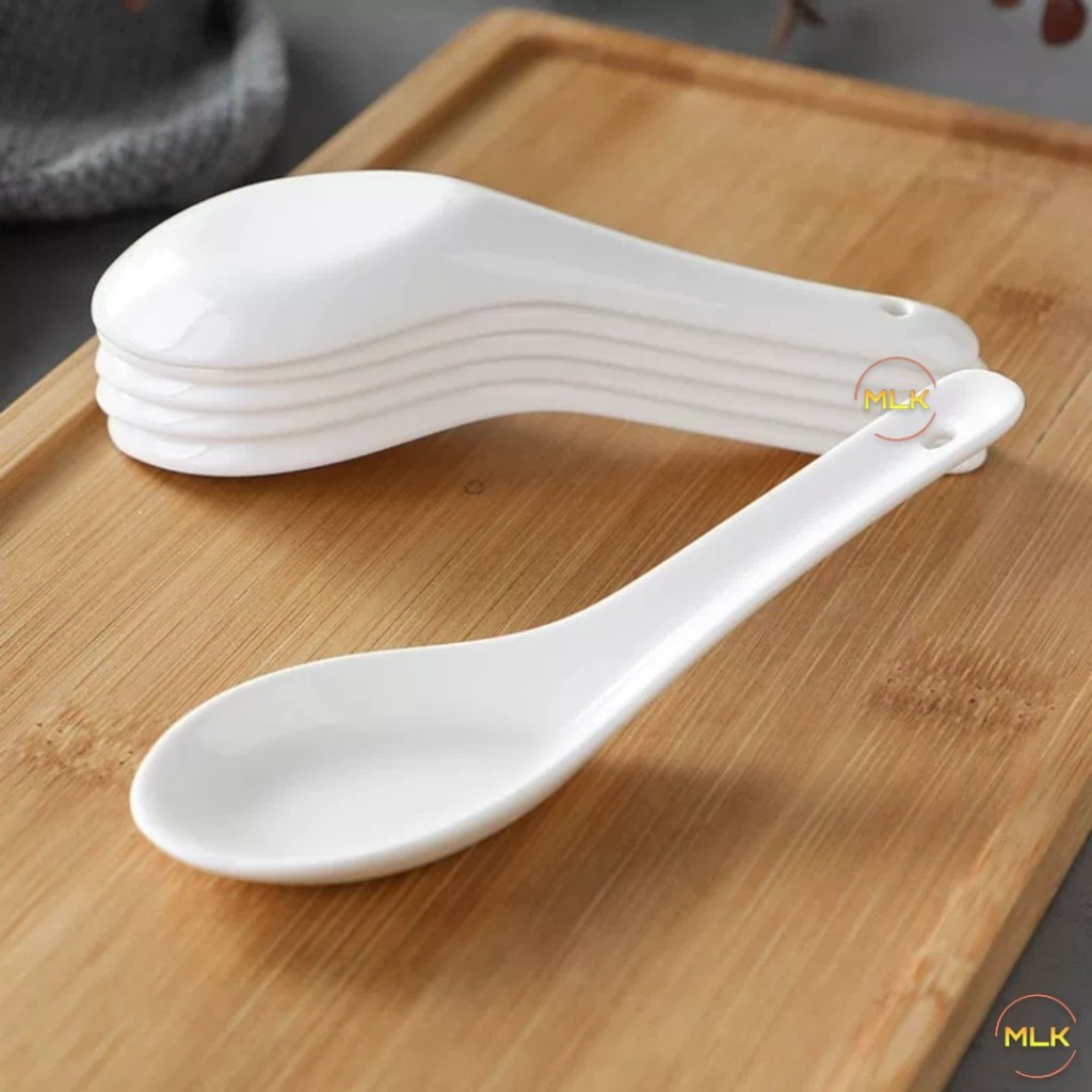 MLK Hotel Grade Quality White Ceramic Soup Spoon Sudu Sup Porcelain ...