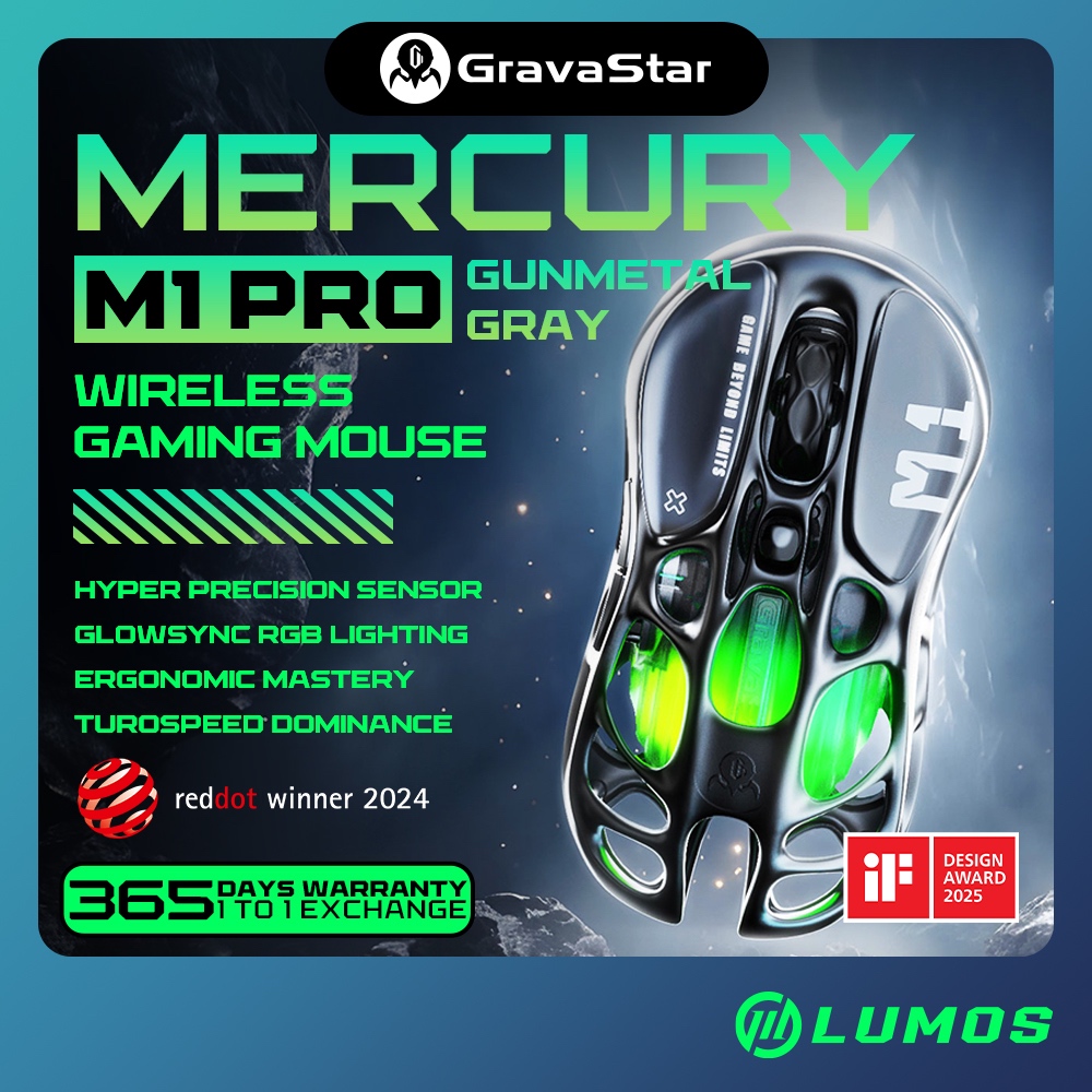 GravaStar Mercury M1 Pro Wireless Gaming Mouse MICE 5 Light Mode Highly ...