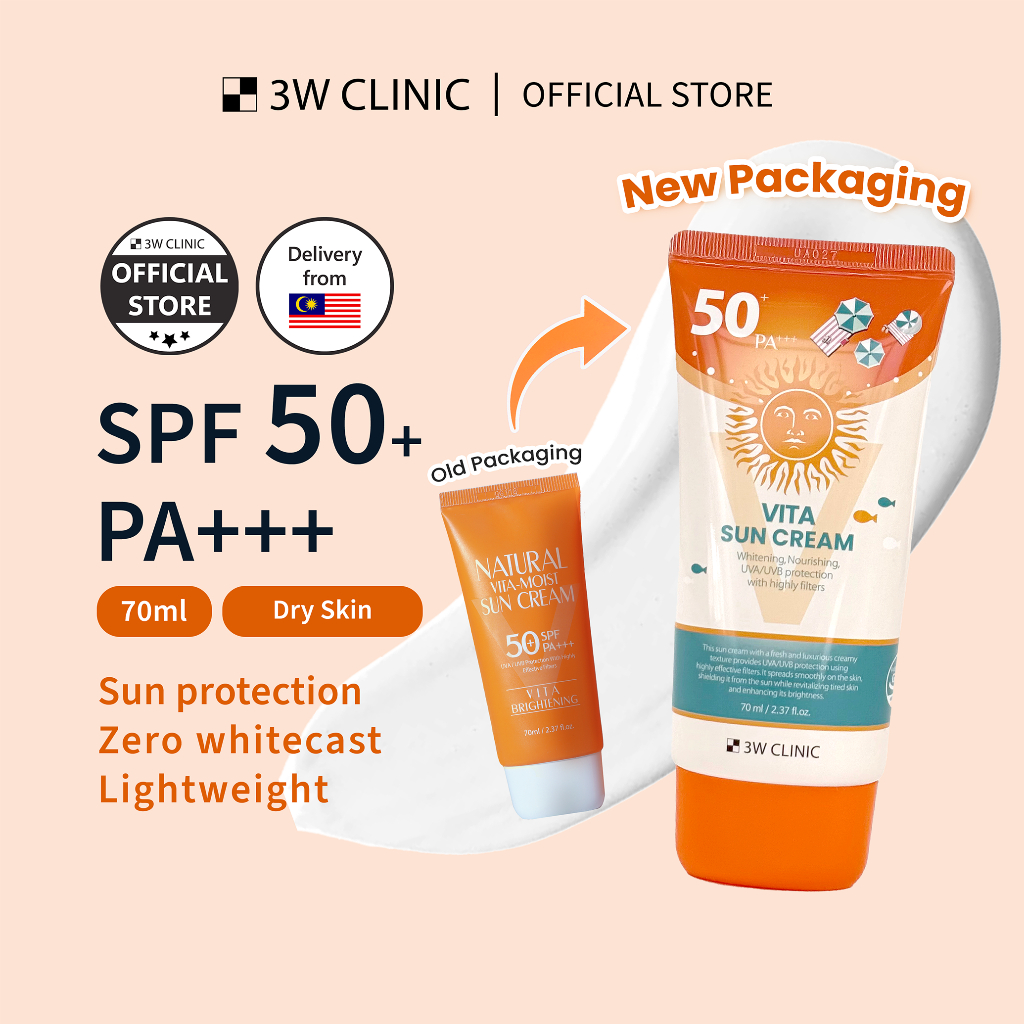 3W Clinic Sunscreen Vita Moist Natural Sun Block Brightening SPF50+ PA ...