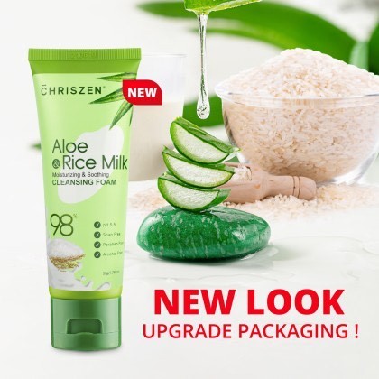 Chriszen 98% Aloe Vera & Rice Milk - Cleansing Foam (50g) | Shopee Malaysia